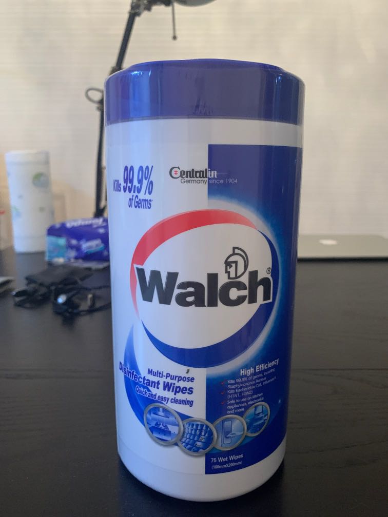 Walch disinfectant wipes (75 wet wipes), 其他, 其他 - Carousell