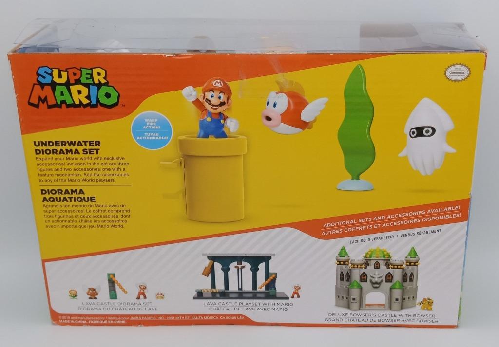 7 PC SET JAKKS Super Mario Underwater Diorama Set Mario Cheep-Cheep ...