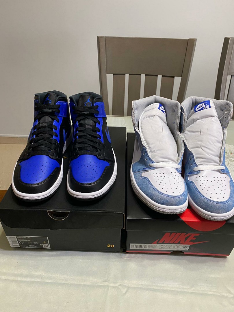 Air Jordan 1 Hyper Royal & Mid Royal, Men's Fashion, Footwear, Sneakers ...