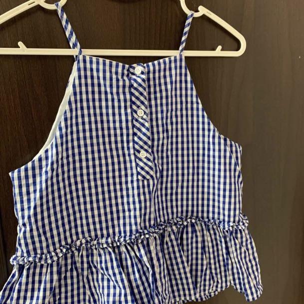 blue checkered top, Women's Fashion, Tops, Blouses on Carousell