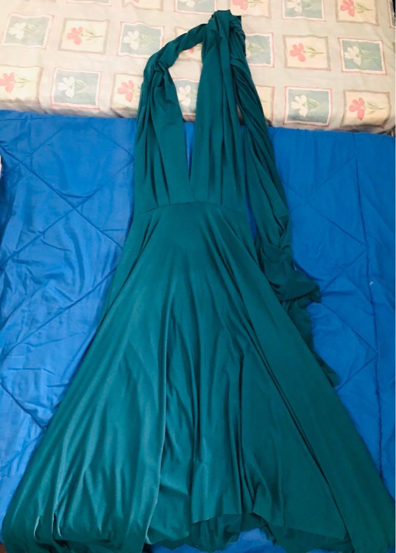 Emerald green infinity dress, Women's Fashion, Dresses & Sets, Evening ...