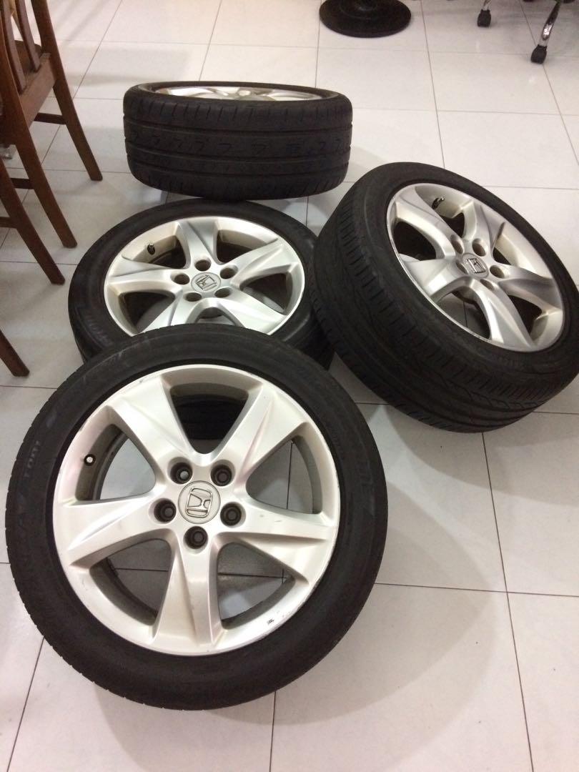 Honda rims and tyres (17"), Car Accessories, Tyres & Rims on Carousell