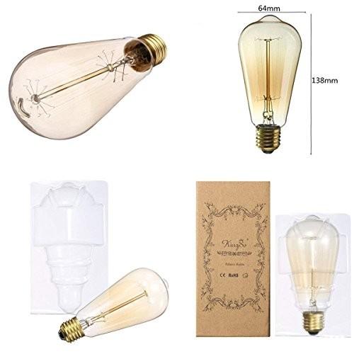 KINGSO 3 pack Vintage Edison Bulb E27 Base 60w ST64 Antique Filament ...