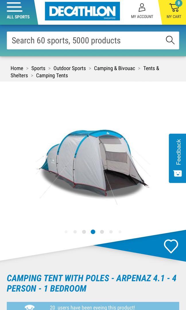 Quechua Arpenaz 4.1 4 men tent with common space, Sports Equipment ...
