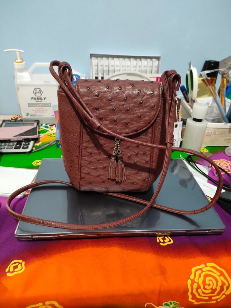 JRA Ostrich Sling Bag, Luxury, Bags & Wallets on Carousell