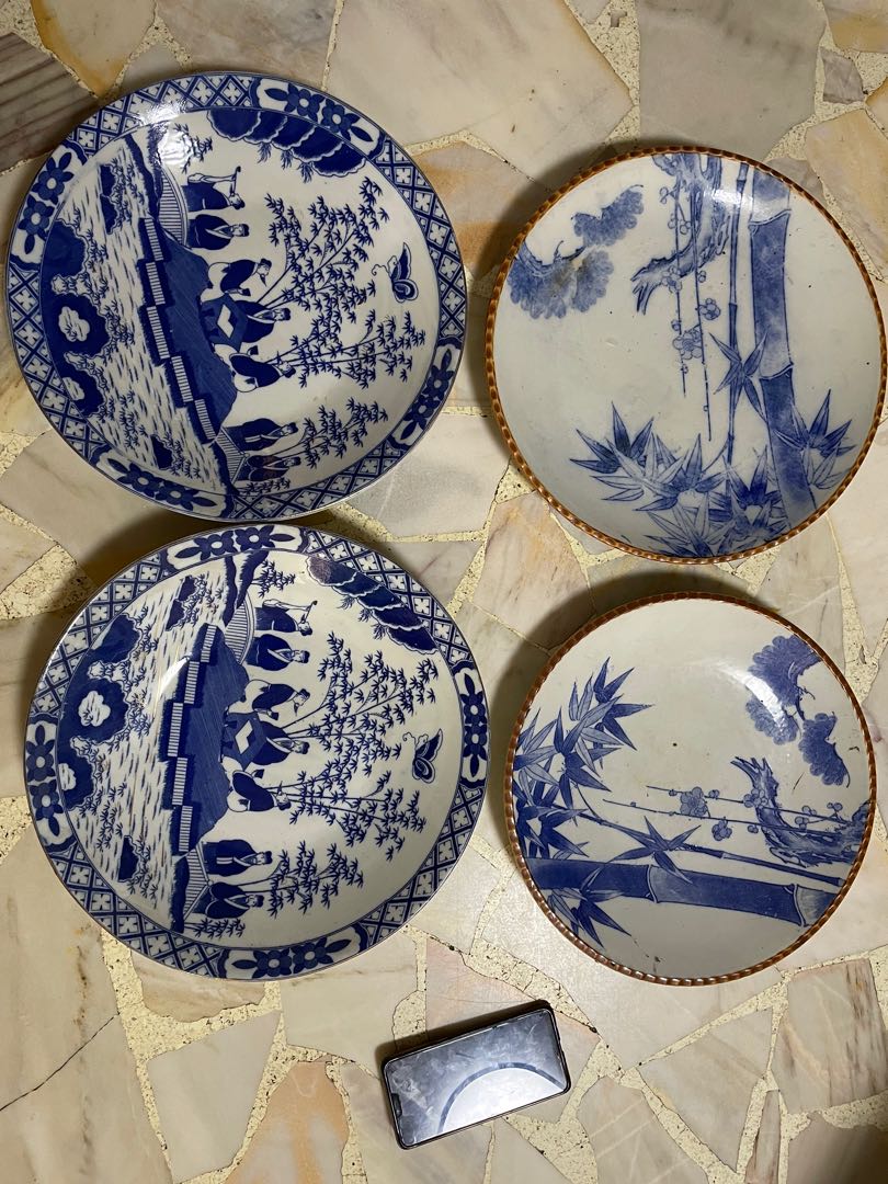 Traditional Antique chinese blue plates salad bowl, Furniture & Home ...