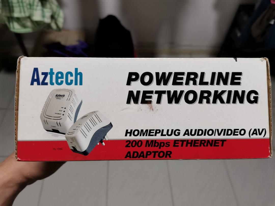 Aztech Powerline Networking Homeplug AV 200 Mbps Ethernet Adaptor ...