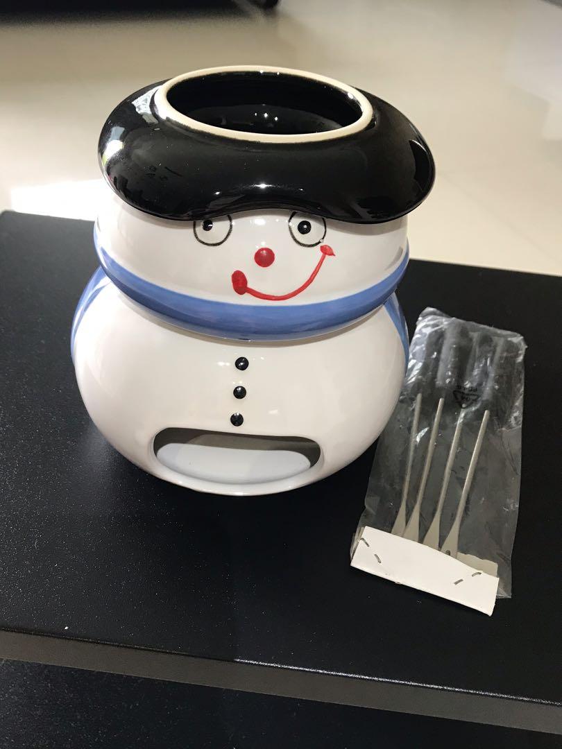 Free snowman fondue set, Furniture & Home Living, Kitchenware ...