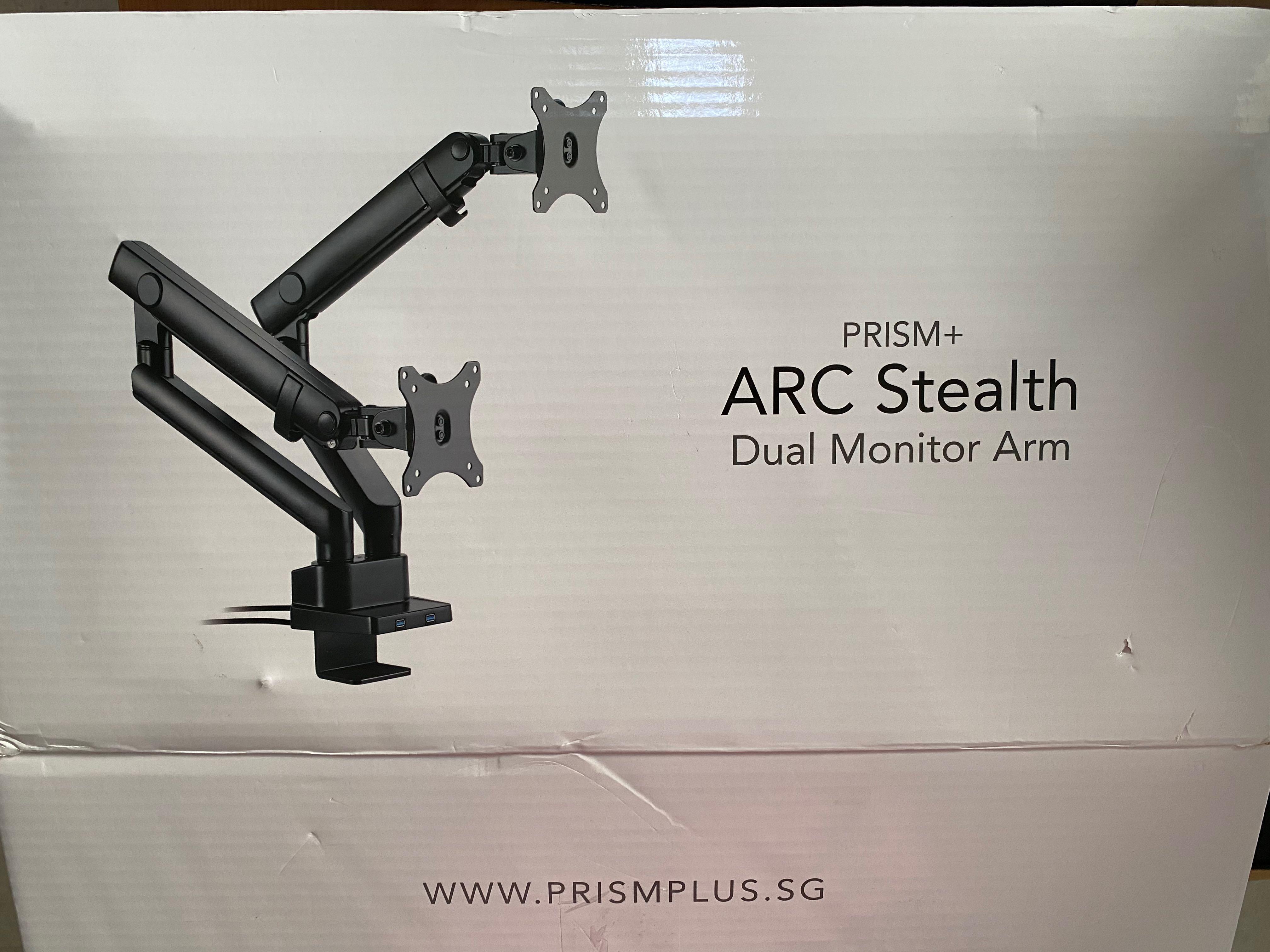 Prism+ Arc Stealth Dual Monitor Arm, Computers & Tech, Parts ...