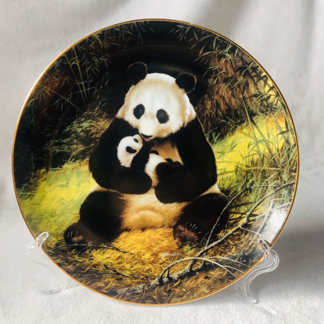 Rare Vintage Hand Painted Panda Display Plate by Will Nelson, Furniture ...