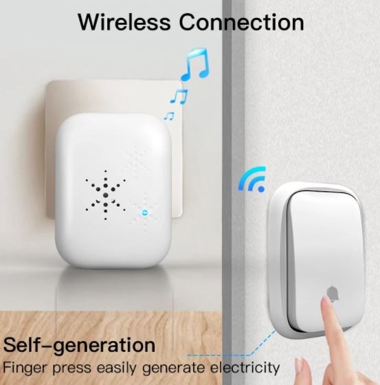 [SG] Self Powered Doorbell Long Range Wireless Waterproof Batteryless ...