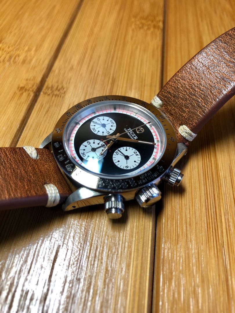 Tiger Concept chronograph watch (Seiko VK mecha-quartz, reverse panda ...