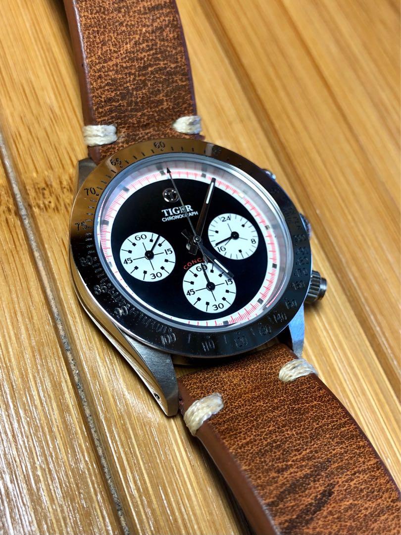 Tiger Concept chronograph watch (Seiko VK mecha-quartz, reverse panda ...