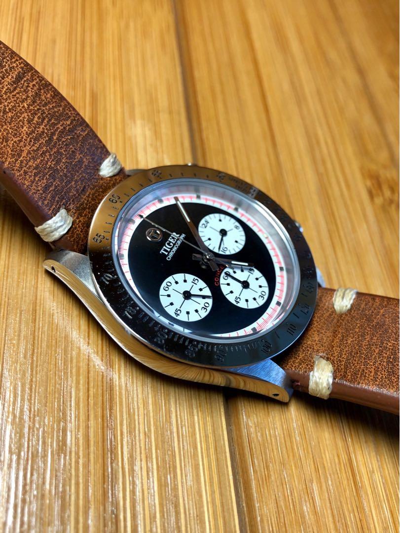 Tiger Concept chronograph watch (Seiko VK mecha-quartz, reverse panda ...