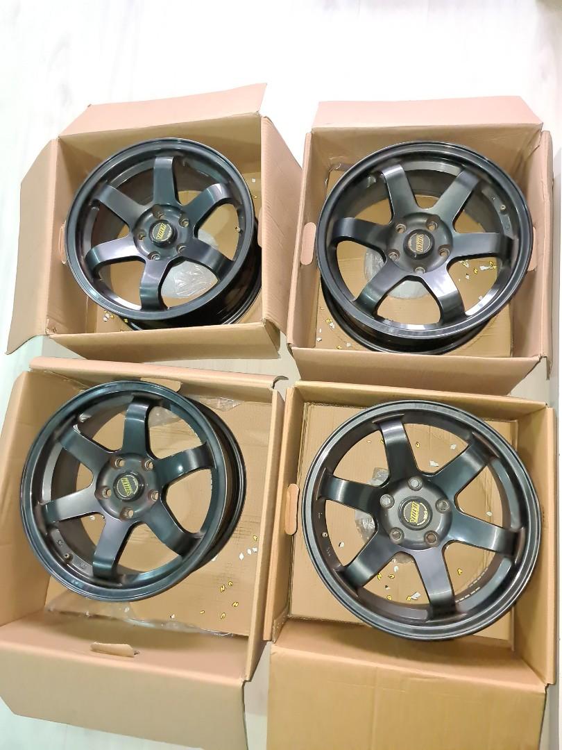 5x 114.3, 16" Volk racing TE37 SL replica rims, concave, ET35, 7.0J ...