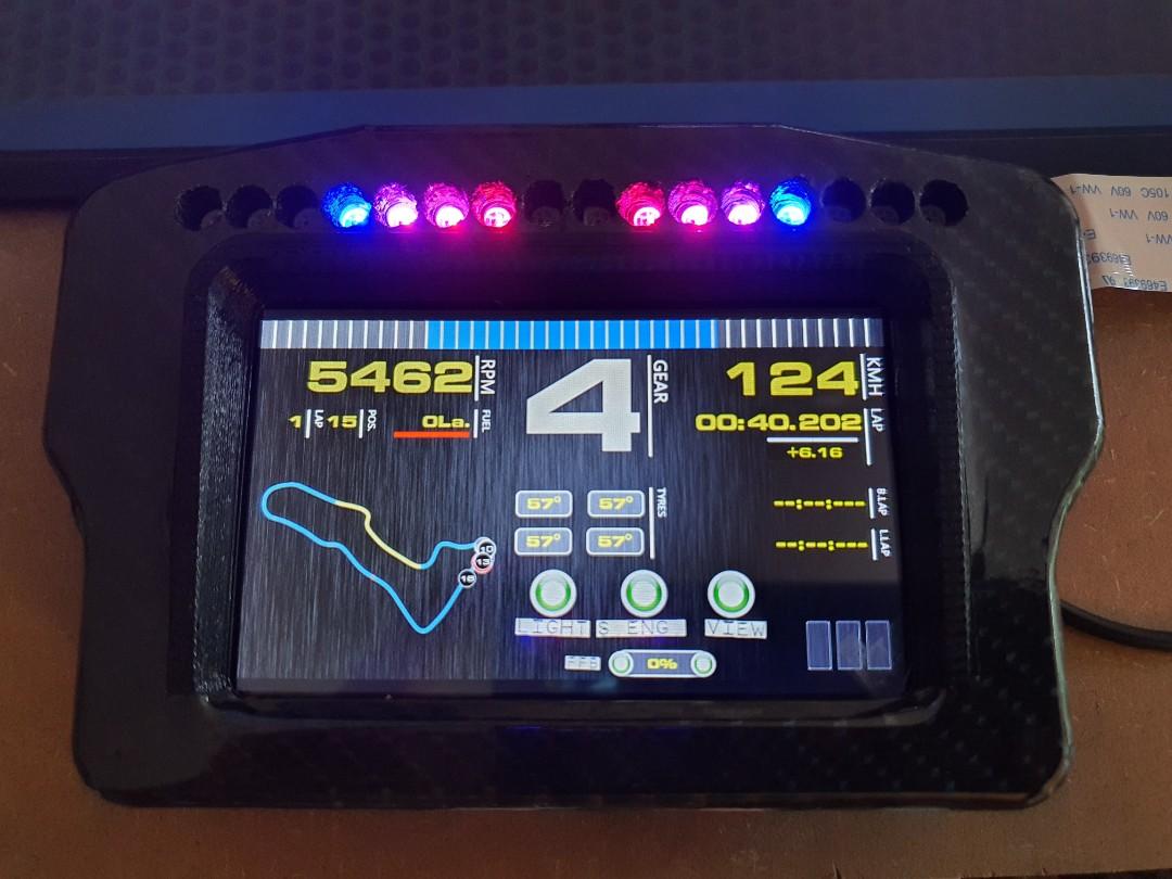 Custom Sim Racing Dash Display with RGB LED tach **READ DESCRIPTION ...
