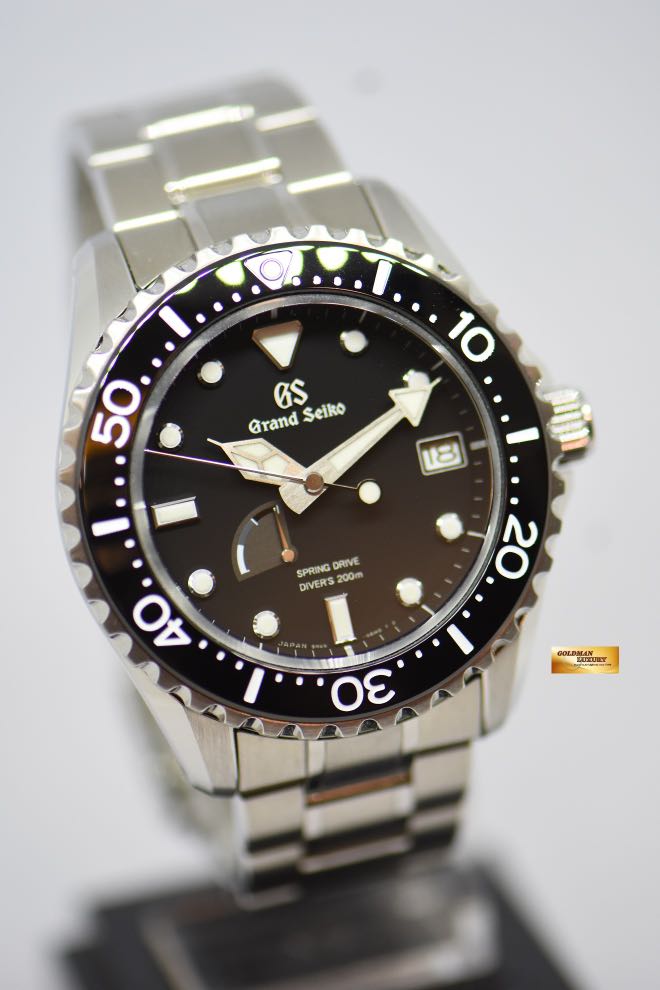 GRAND SEIKO SPRING DRIVE DIVER 44mm STEEL IN BRACELET BLACK DIAL ...
