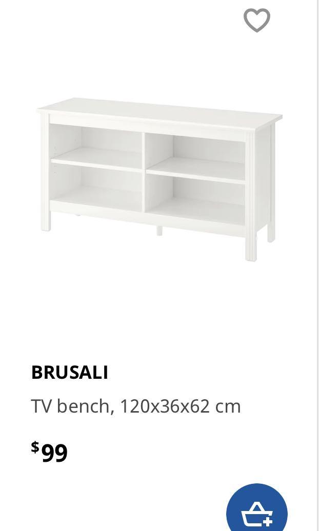 Ikea Brusali TV bench white, Furniture & Home Living, Furniture, TV ...
