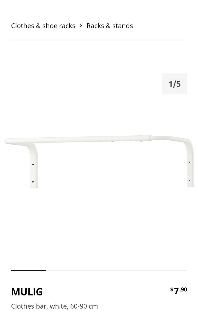 IKEA MULIG Clothes bar, white, Furniture & Home Living, Furniture ...