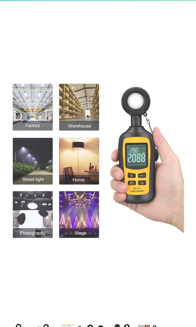 Light Meter Digital Illuminance Meter Handheld Ambient Temperature ...