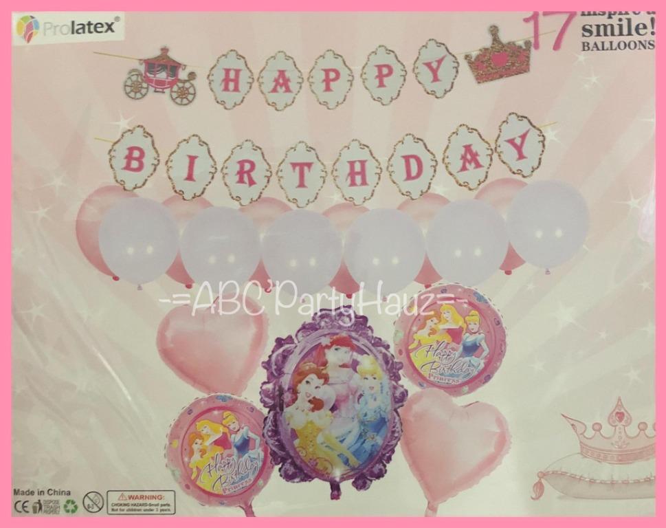 Disney Princess Birthday Banner and Balloon Set, Hobbies & Toys ...