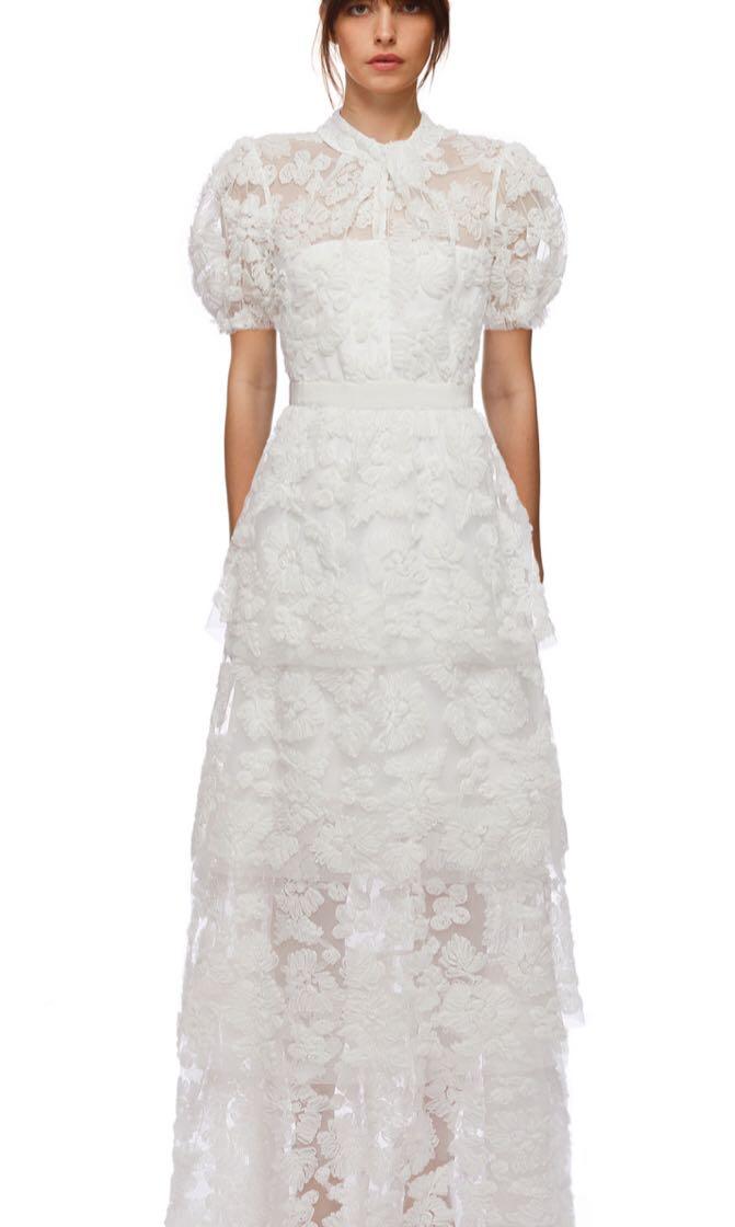 Self Portrait Ribbon Lace Tiered Maxi Dress, Women's Fashion, Dresses ...