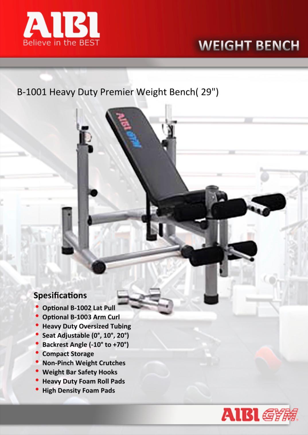 Aibi Gym Premier Weights Workout Bench Press b-1001, Sports Equipment ...