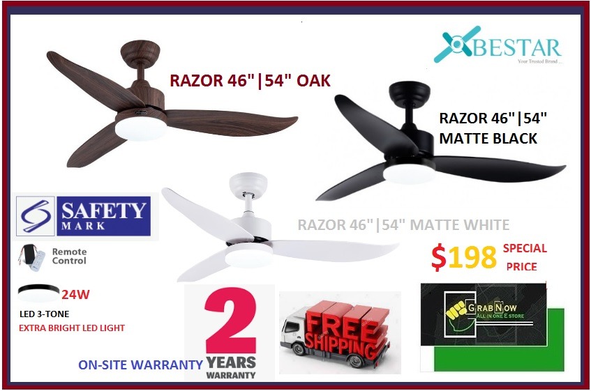 BESTAR RAZOR DC CEILING FAN|46" AND 54"|INCHES ARE AVAILABLE|3-COLOURS ...