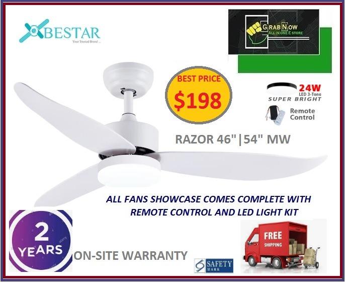 BESTAR RAZOR DC CEILING FAN|46" AND 54"|INCHES ARE AVAILABLE|3-COLOURS ...