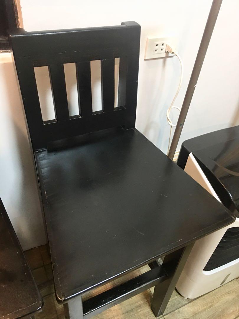 Black Palochina With Glass Top Bar Table and High Chair Set (2 Seater ...