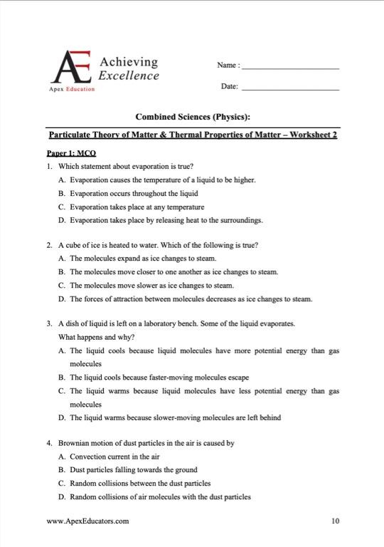 Sec 3/4/5 Combined science (Physics) Topical Worksheets (softcopy ...