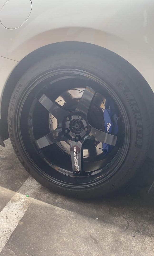 GTR R35 Advan Gt premium Rims, Car Accessories, Tyres & Rims on Carousell