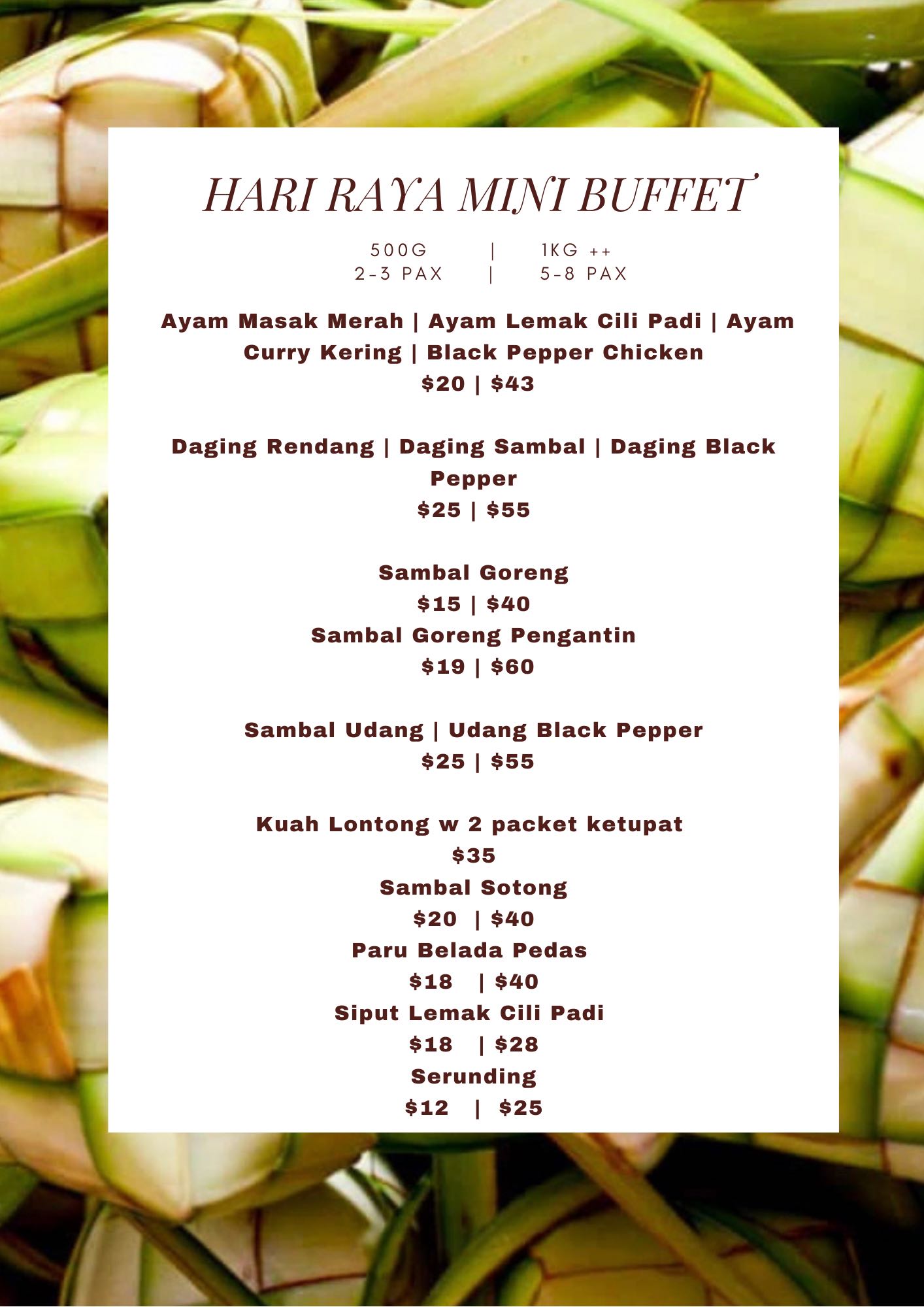 Hari raya mini buffets, Food & Drinks, Packaged & Instant Food on Carousell