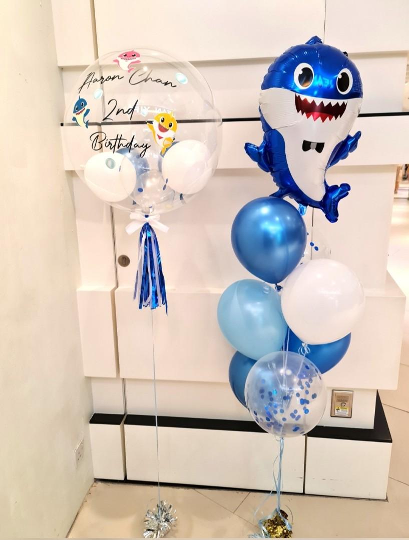 Helium balloons , baby shark balloons, daddy shark, mummy shark, baby ...