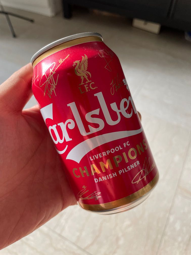 Liverpool FC Champions carlsberg beer can, Food & Drinks, Alcoholic ...