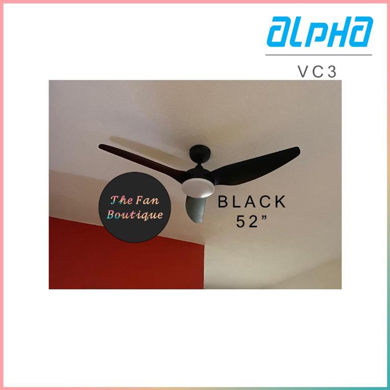 Alpha VC3 52" DC Motor Ceiling Fan with 25w Tri-Colour LED and Remote ...