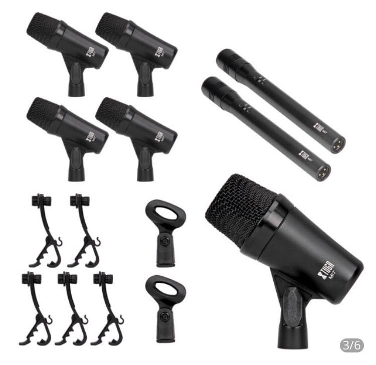 XTUGA MI7 7-Piece Wired Dynamic Drum Mic Kit (Whole Metal)- Kick Bass ...