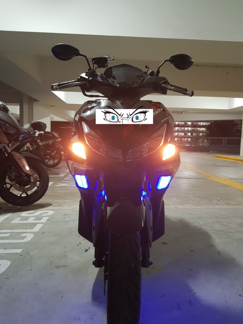 Aerox blue LED light with indicators, Motorcycles, Motorcycle ...
