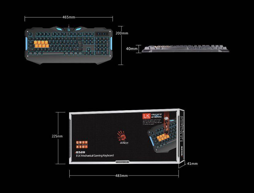 Bloody B328 8 light strike gaming keyboard, Computers & Tech, Parts ...