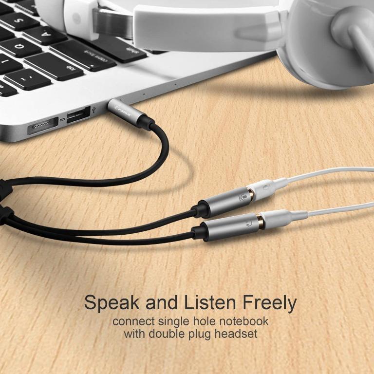 Headphone Mic Splitters Adapter, POSUGEAR 3.5mm Male to 2 Dual 3.5mm ...