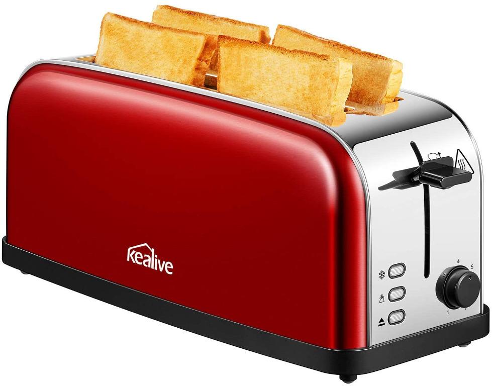 Kealive 4 Slice Toaster, Extra Wide Slot Stainless Steel Toaster with ...