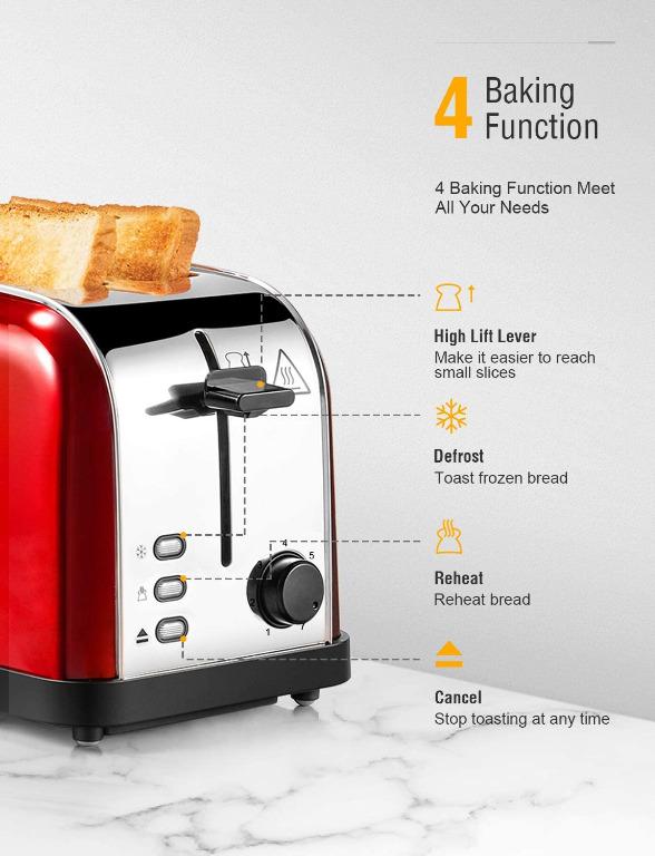 Kealive 4 Slice Toaster, Extra Wide Slot Stainless Steel Toaster with ...