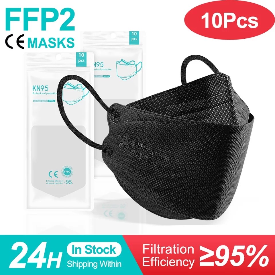 Kn95 Fish Shape Mask Black Masks, Health & Nutrition, Face Masks & Face ...