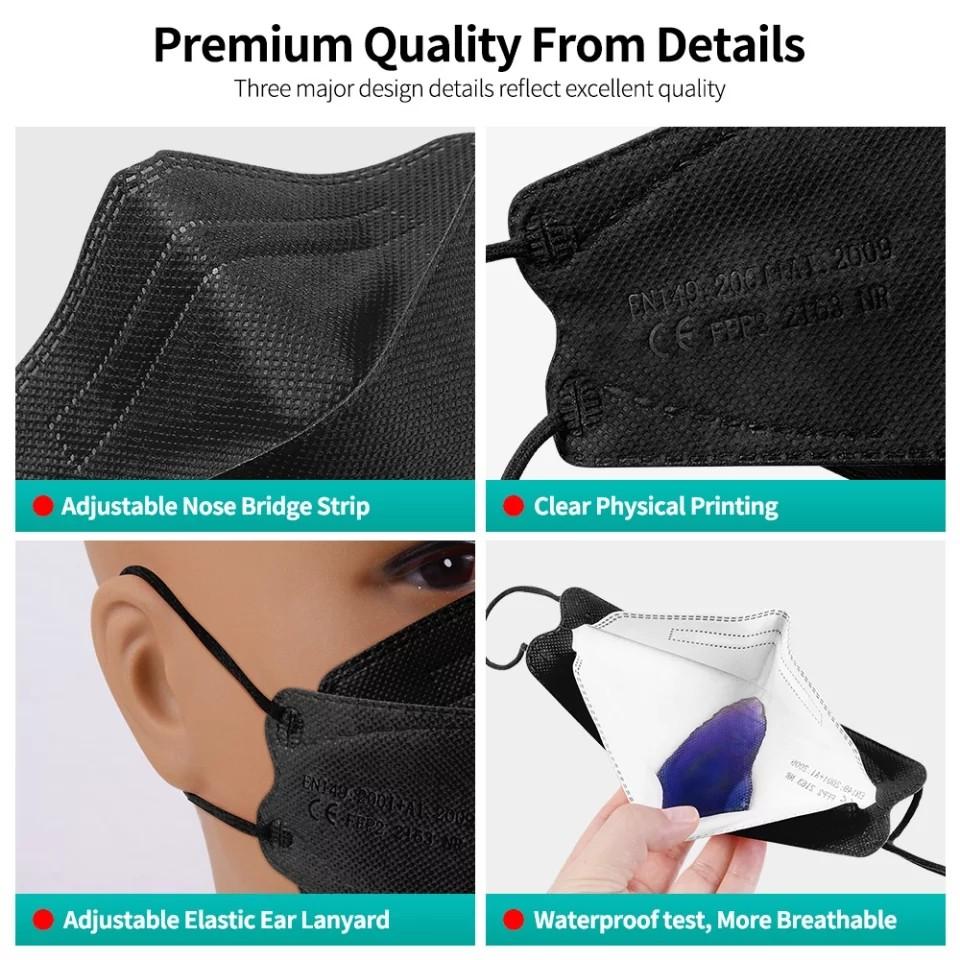 Kn95 Fish Shape Mask Black Masks, Health & Nutrition, Face Masks & Face ...