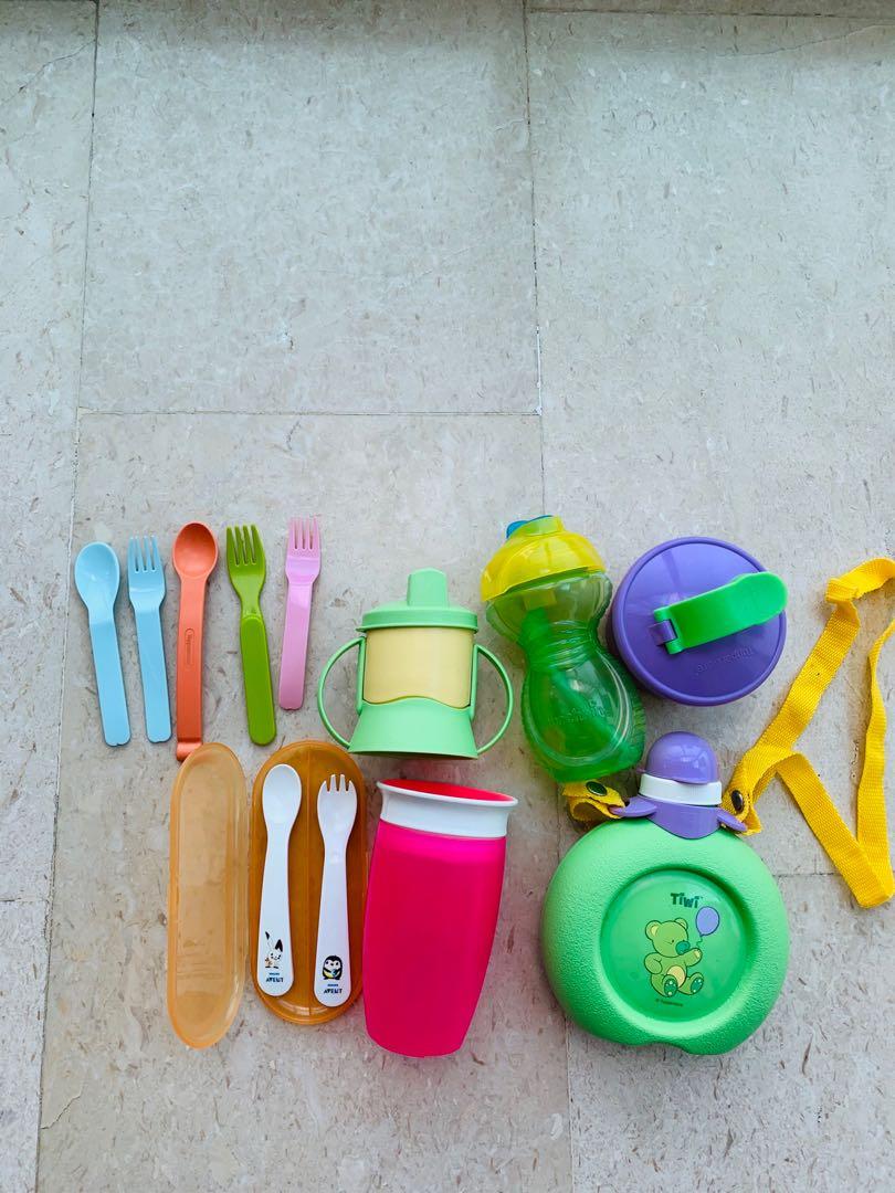 Tupperware and Munchkin baby bottles and utensils, Babies & Kids ...