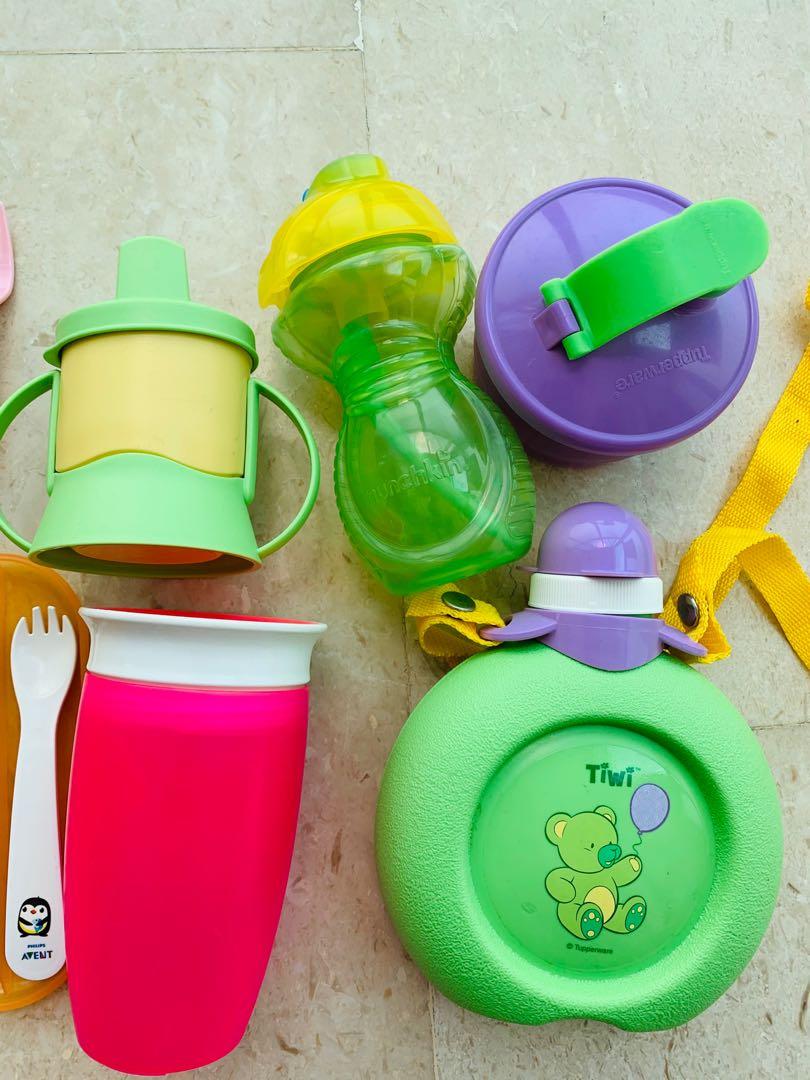 Tupperware and Munchkin baby bottles and utensils, Babies & Kids ...