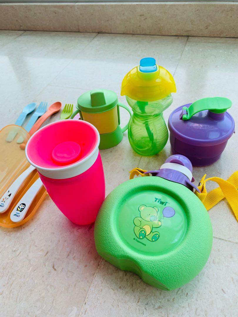 Tupperware and Munchkin baby bottles and utensils, Babies & Kids ...