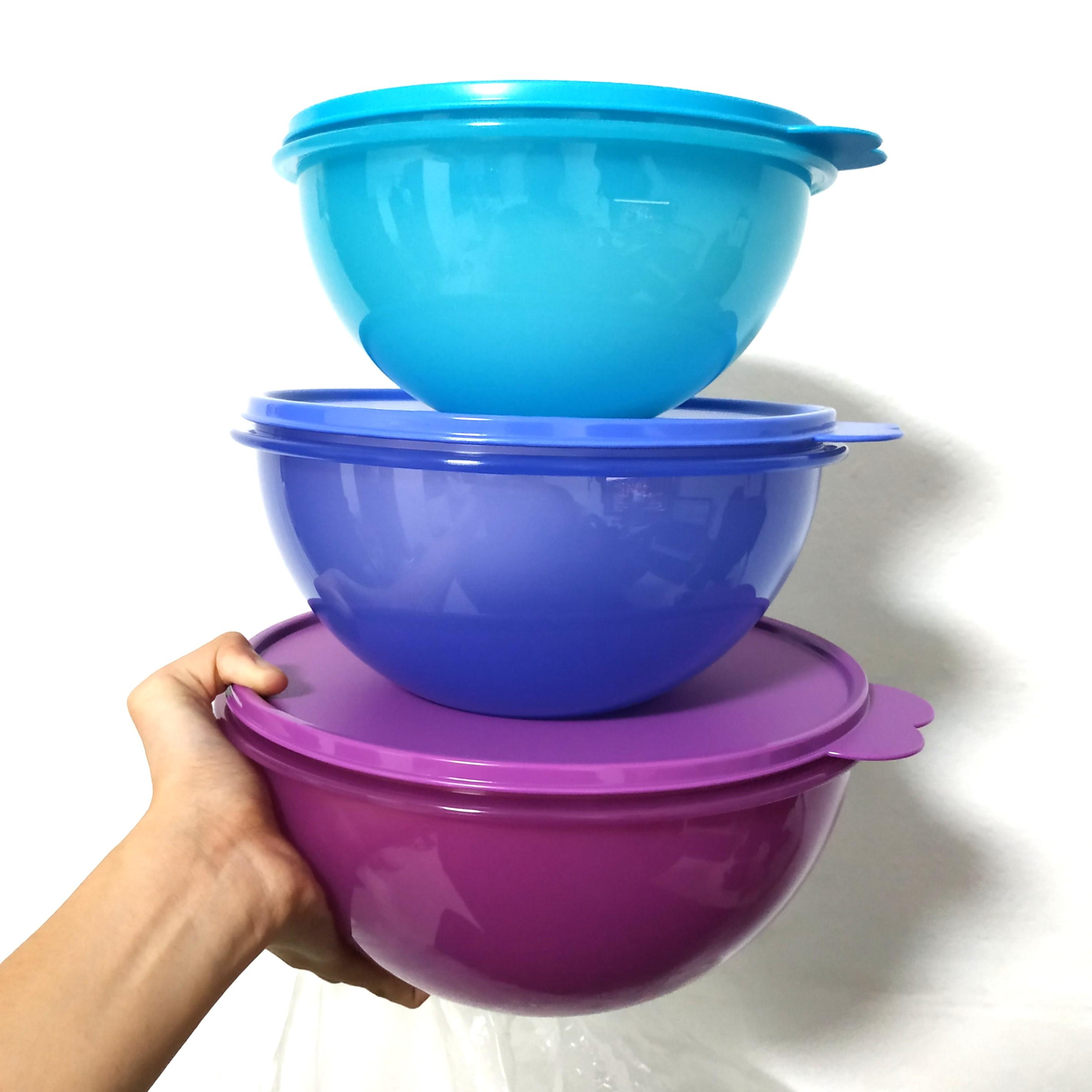 Tupperware Wonderlier Round Bowl Container Tower Set of 3, Furniture ...