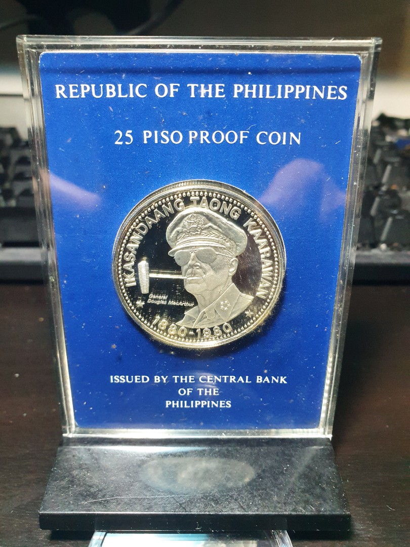 1980 Philippines 25 Piso Silver Proof General Douglas Macarthur Coin, Hobbies & Toys ...