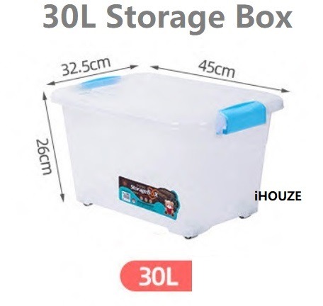 [Bundle of 3] 30L Storage Box with Wheels / Storage Organizer Stackable ...